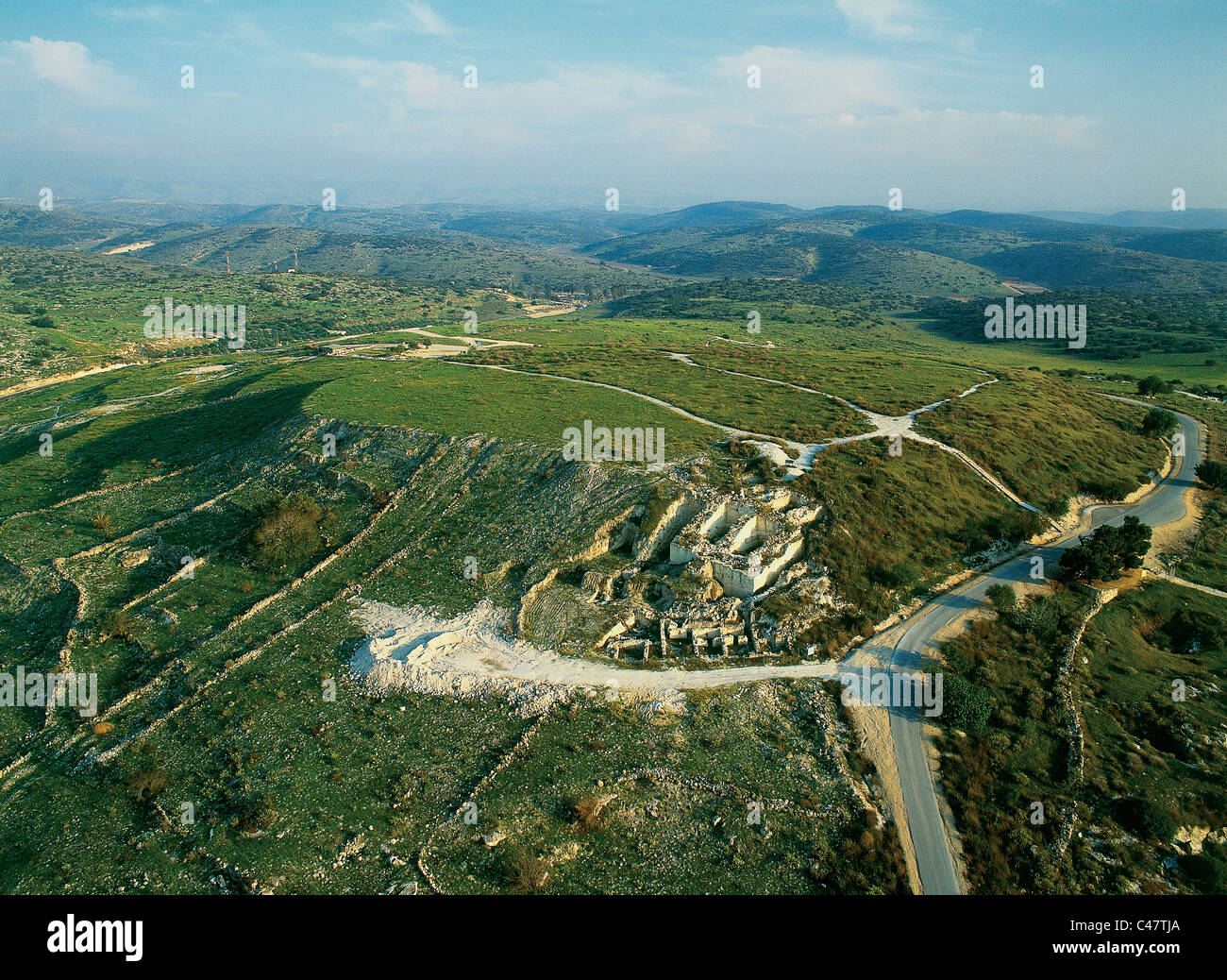 Aerial view of the ancient city of Maresha in the plain Stock Photo - Alamy