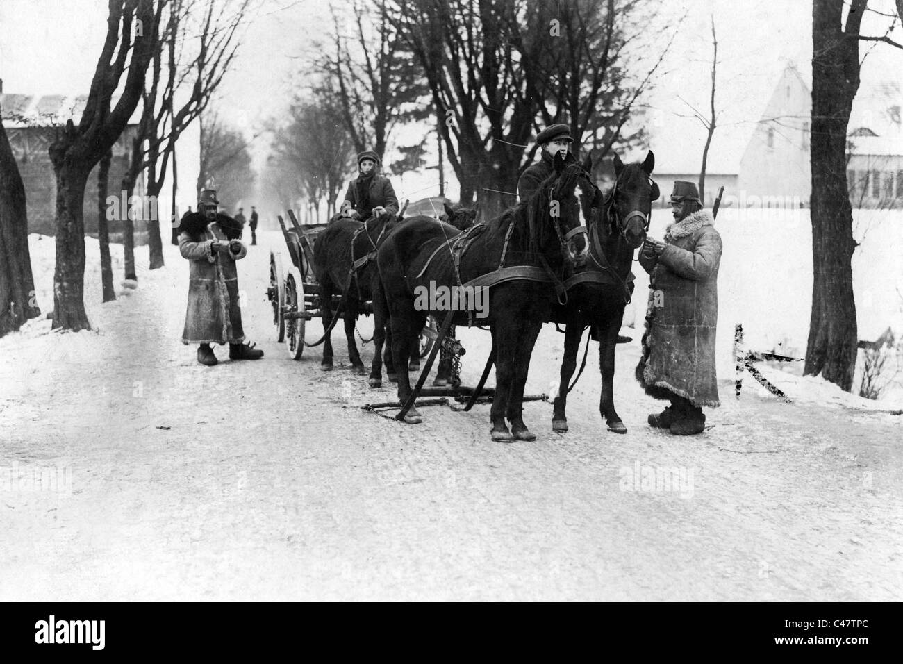 German Landsturm soldiers during a passport inspection, 1916 Stock ...