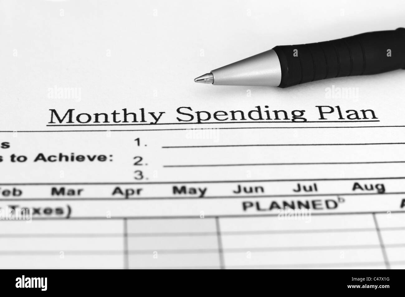 Monthly spending plan Stock Photo - Alamy