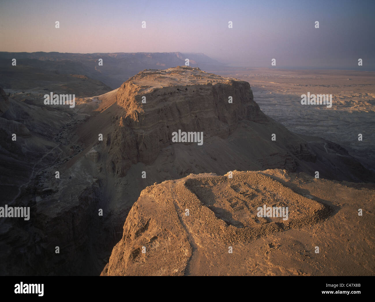 Aerial photograph of the fortress of Masada at sunset Stock Photo - Alamy