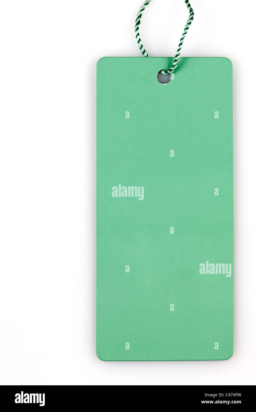 green label with string to write text Stock Photo - Alamy