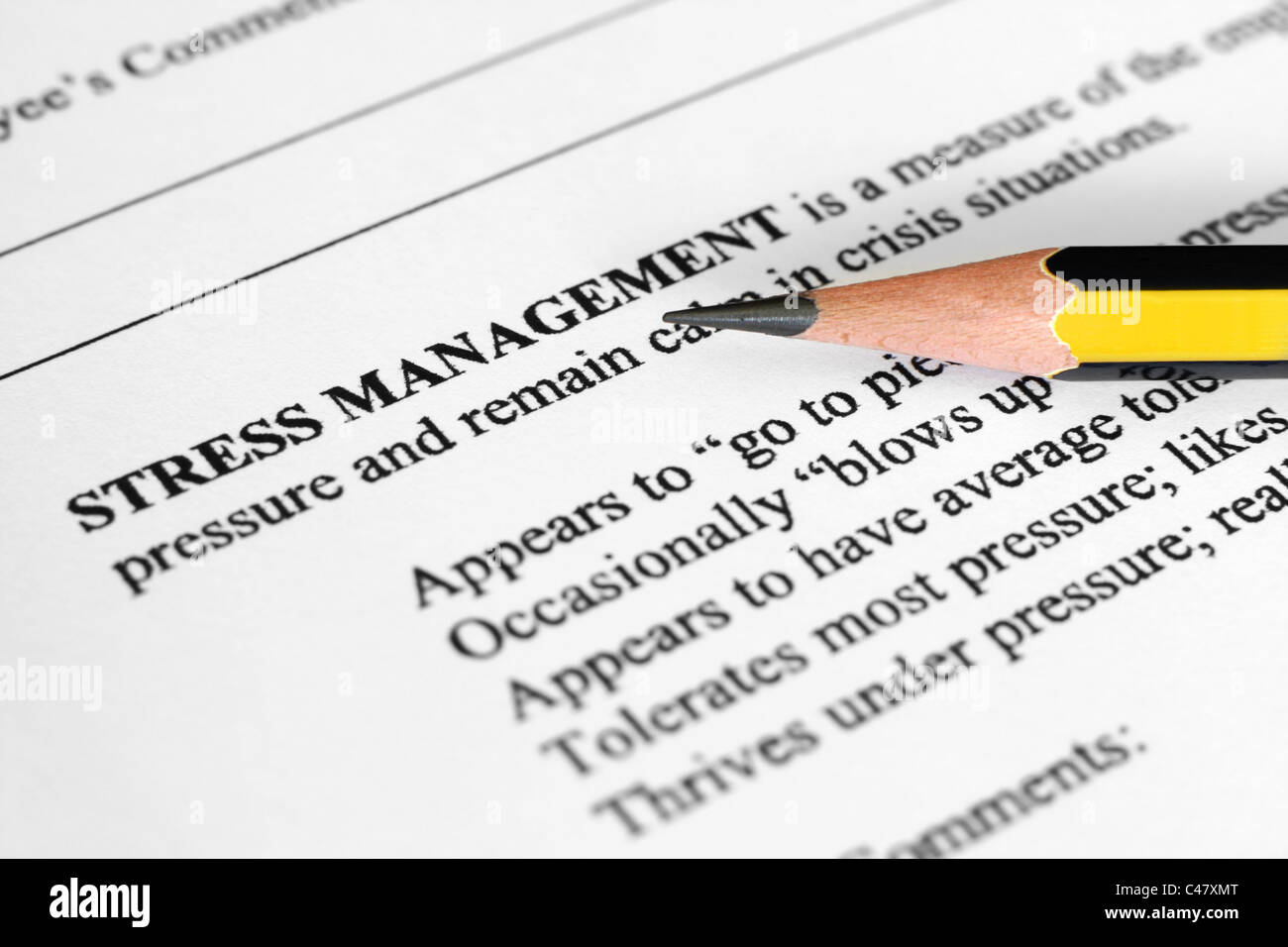 Stress Management article Stock Photo - Alamy