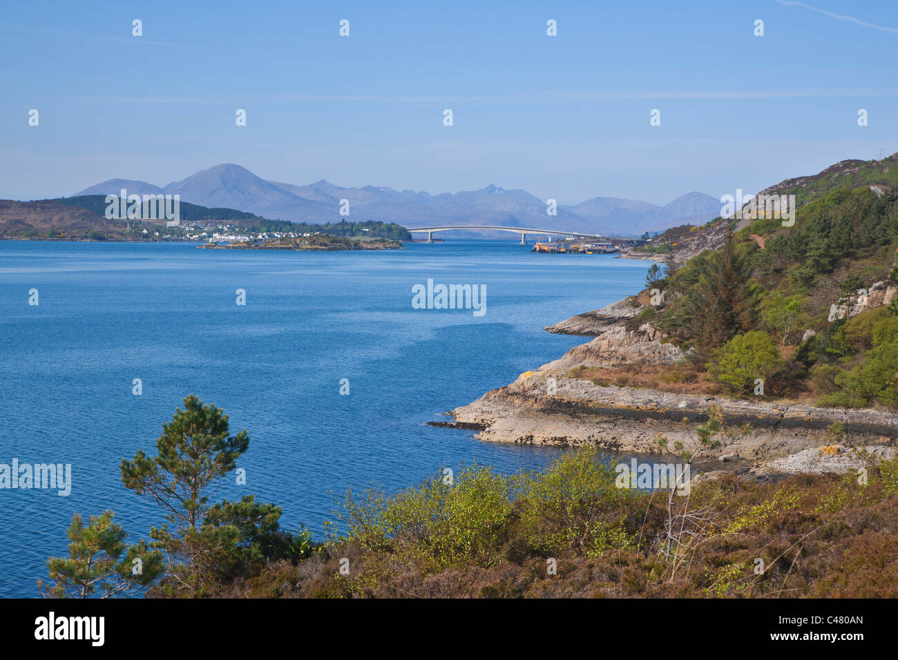 Skye Bridge from Murchison monument, Kyle of Lochalsh, Highland region ...