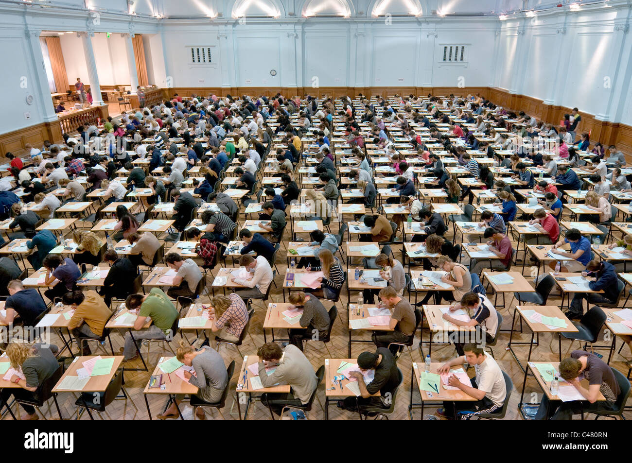 University students from King's College London, sitting exams Stock ...