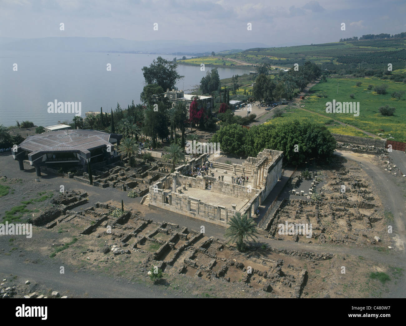 Aerial photograph of Capernaum at the Sea of Galilee Stock Photo - Alamy
