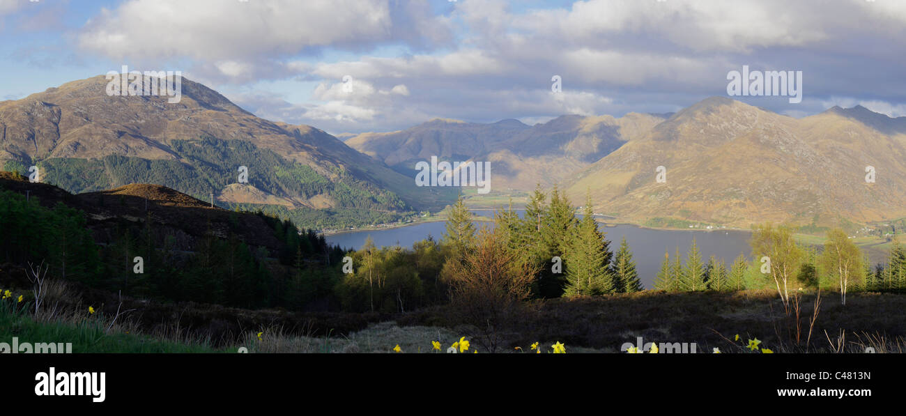 Panorama, Loch Duich, Five sisters from Mam Ratagan, Shiel Bridge ...