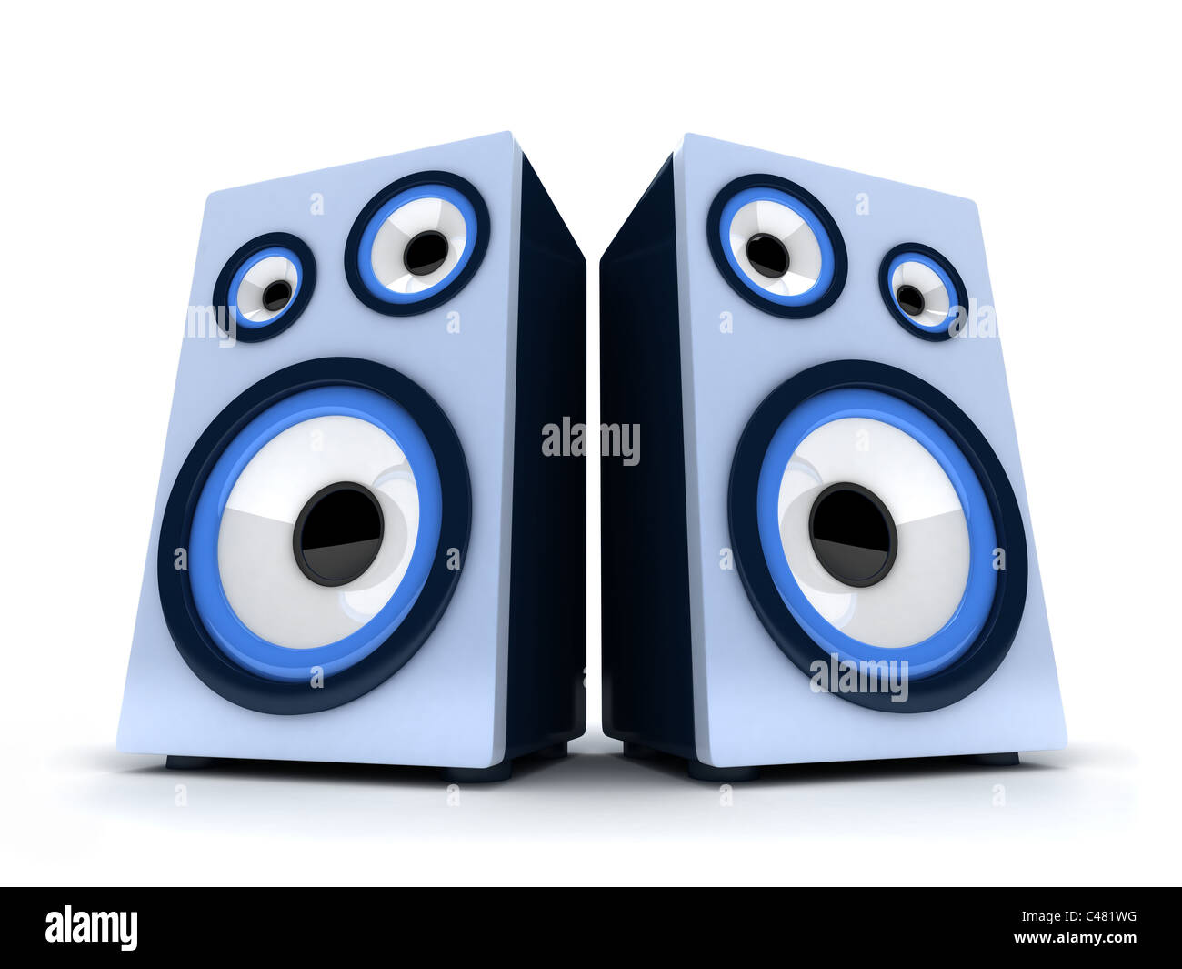 Two blue columns on a white background Stock Photo - Alamy