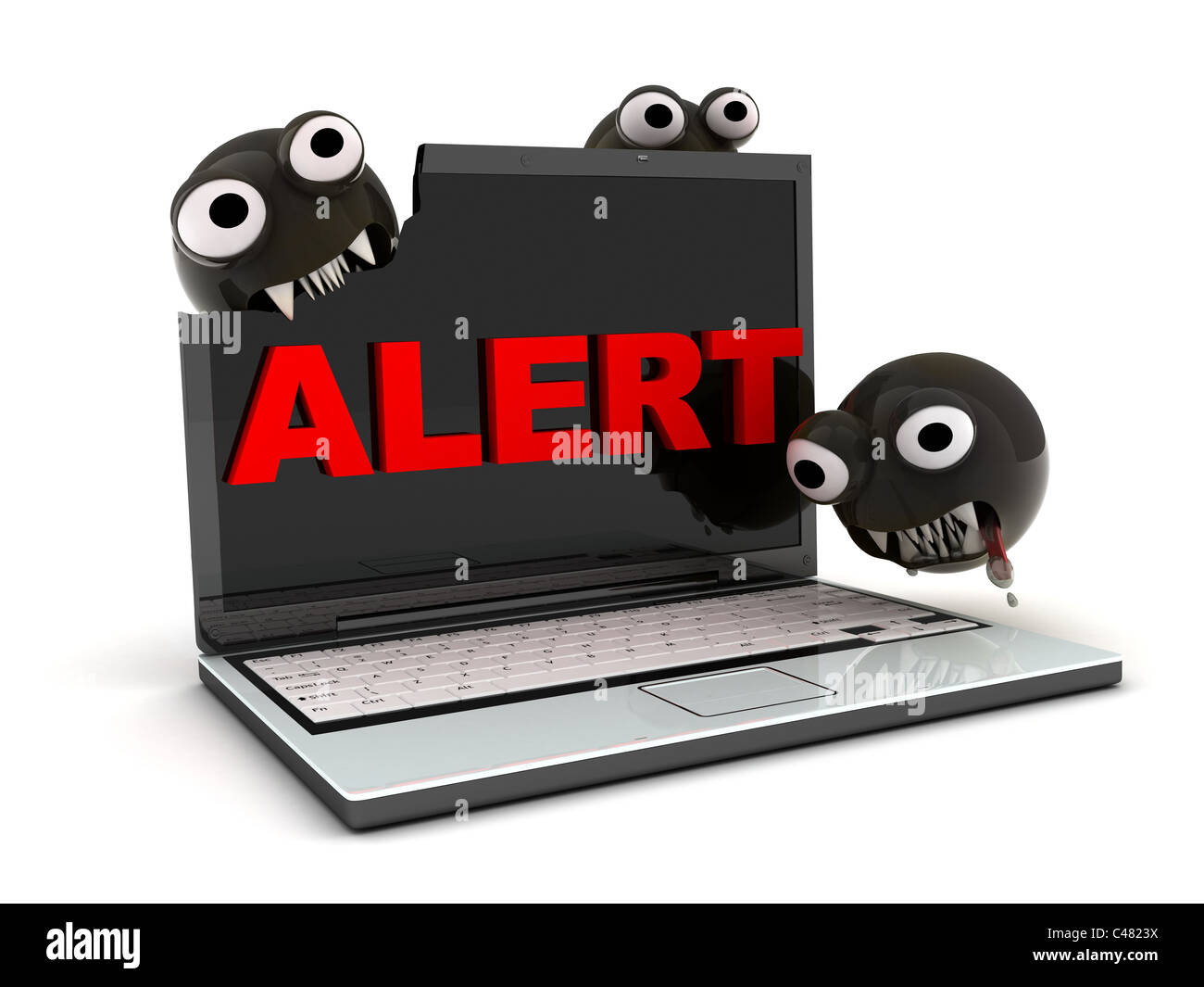 Attack virus on laptop, abstract (done in 3d Stock Photo - Alamy