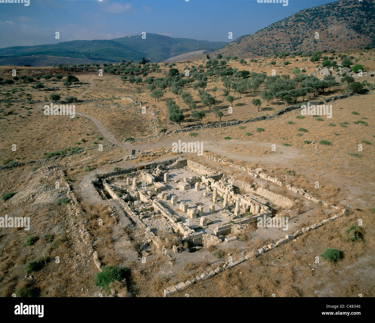 Aerial photograph of the ancient synagogue of Meroth at the Upper ...