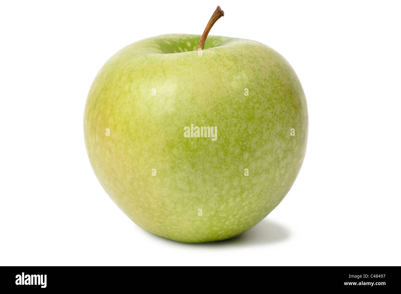 Ripe green apple on white background Stock Photo - Alamy
