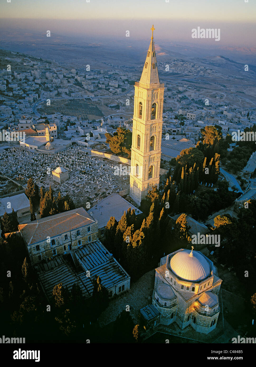 Aerial photograph of the summit of the mount of Olives at sunset Stock ...