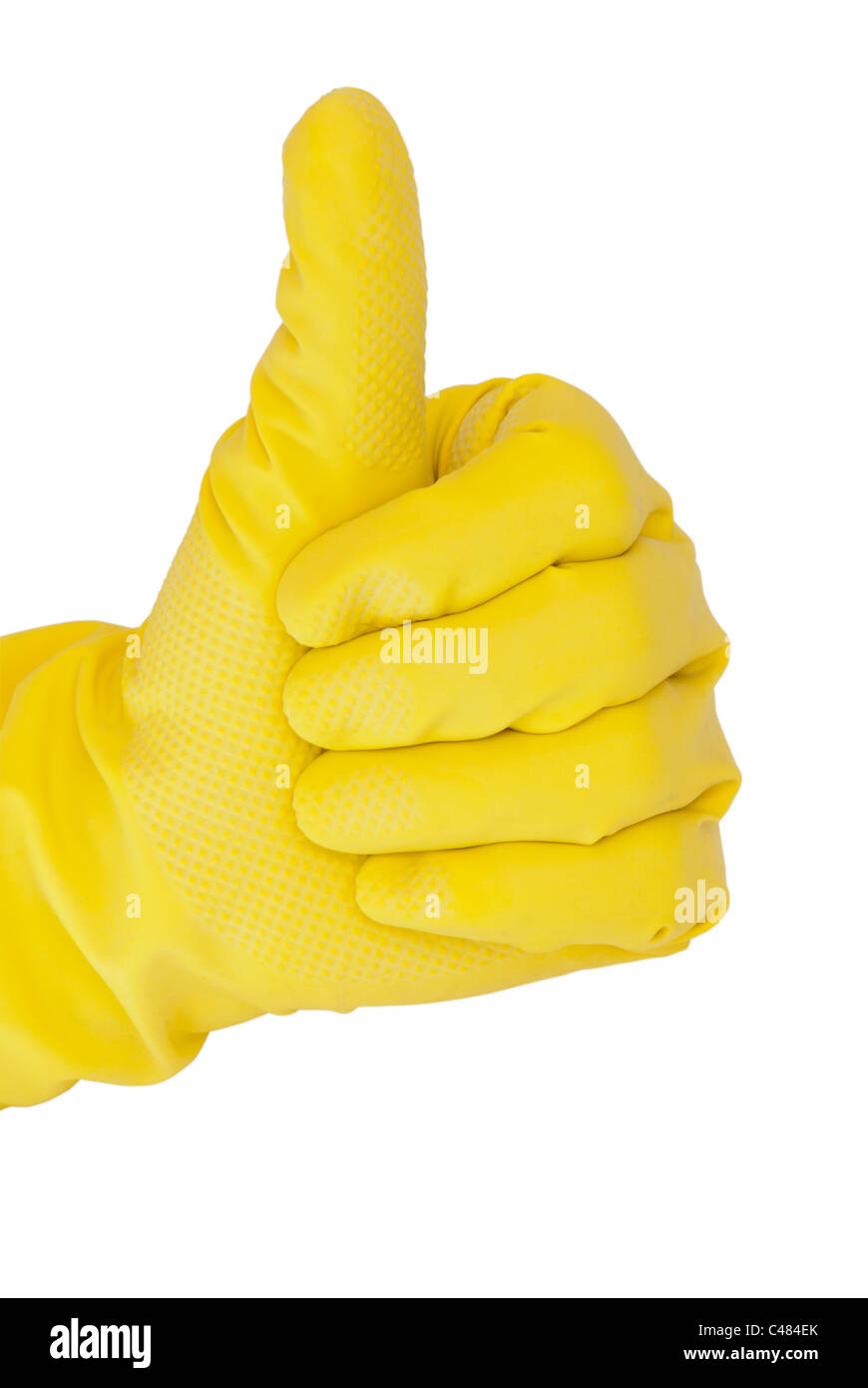Hand in rubber yellow gloves Stock Photo - Alamy