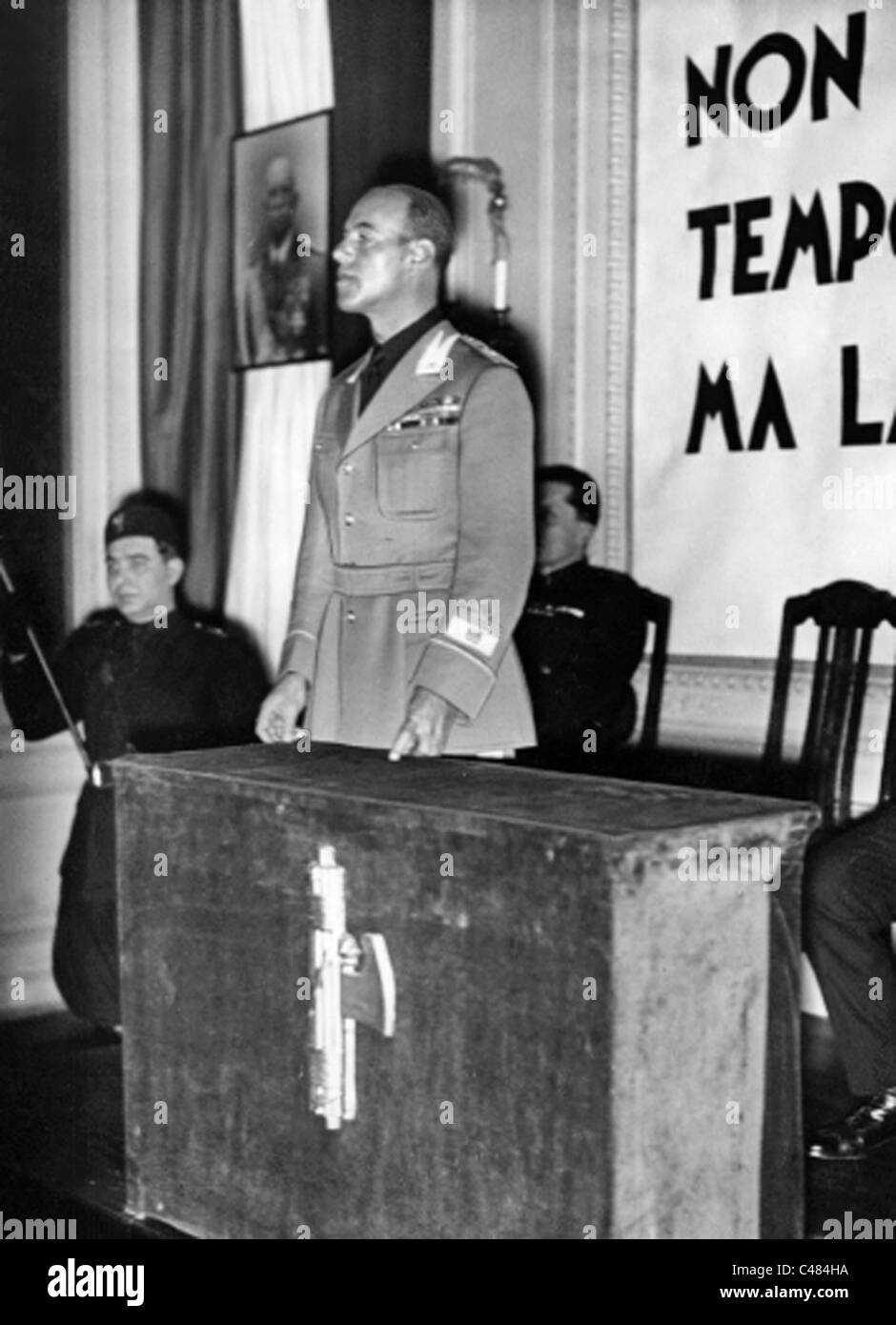 Renato Ricci, fascist politician, 1936, speaking to italians in Berlin ...