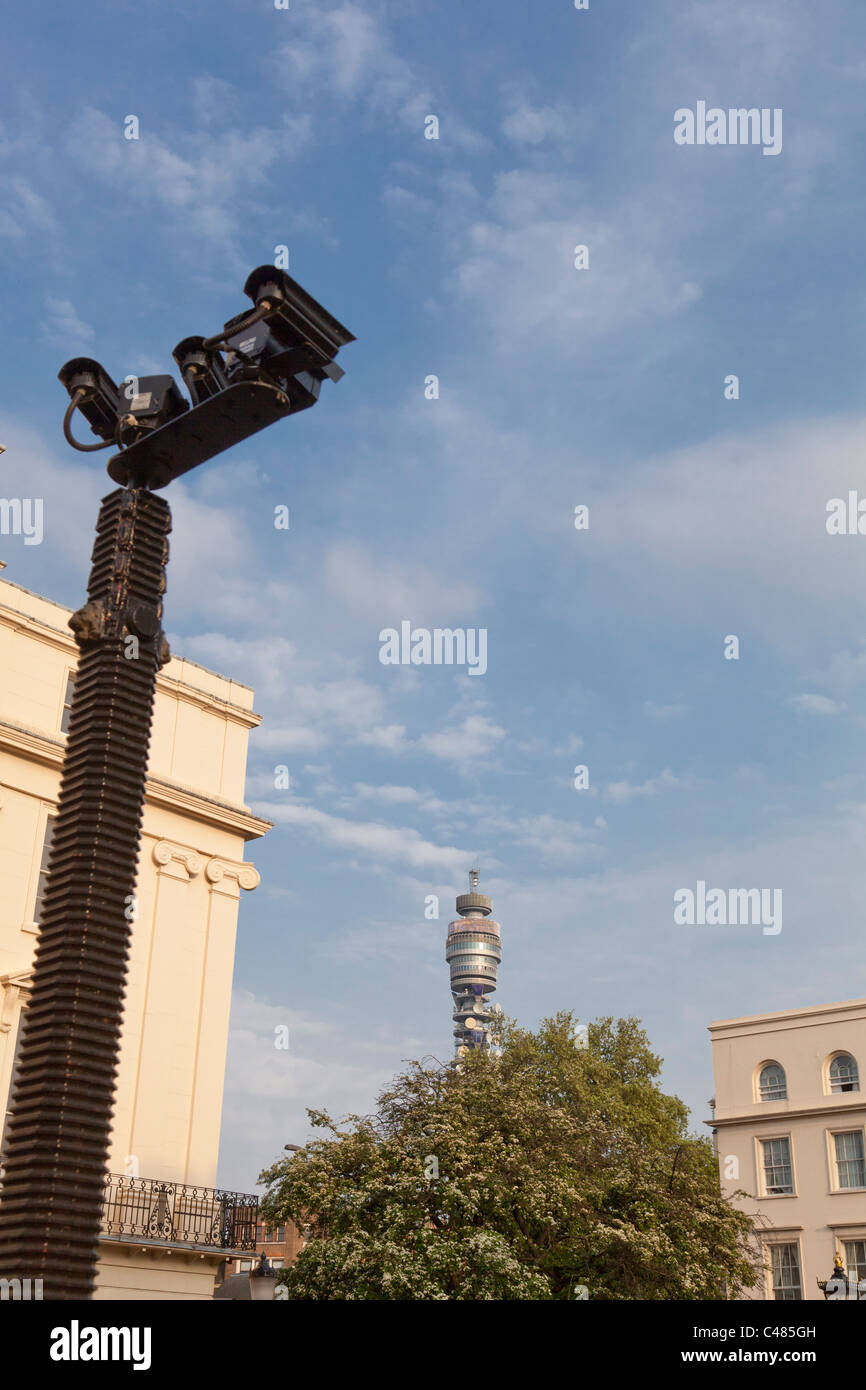 Security cameras contrast with the GPO or Post Office Tower in the ...