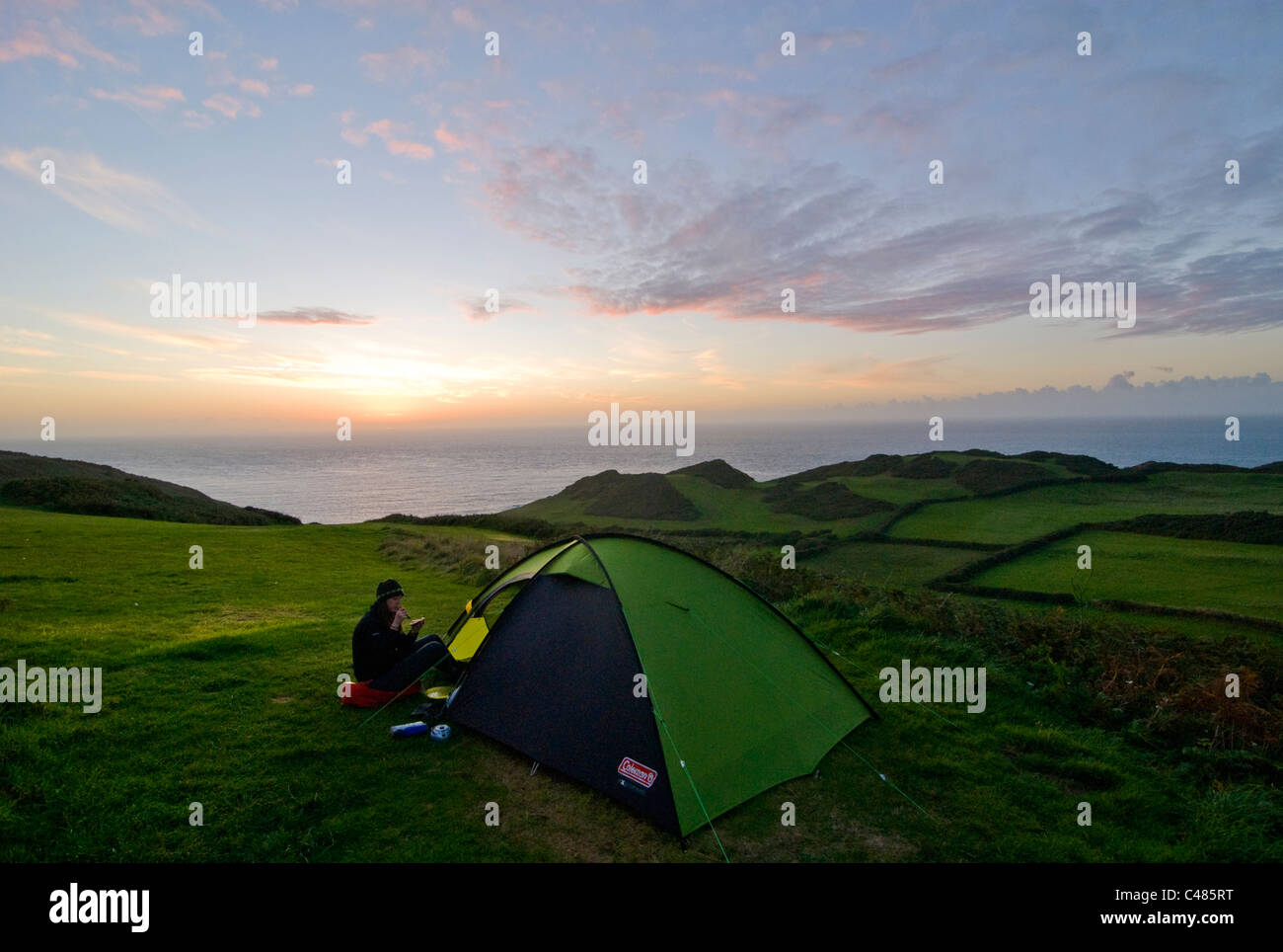 North Morte Farm Caravan & Camping Park at sunset, Mortehoe, Woolacombe ...