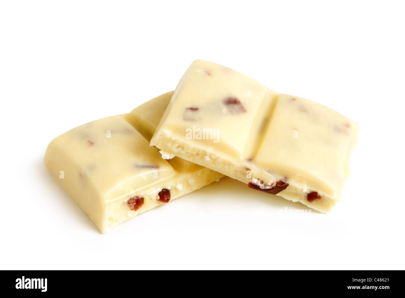 White chocolate pieces with fruits Stock Photo - Alamy