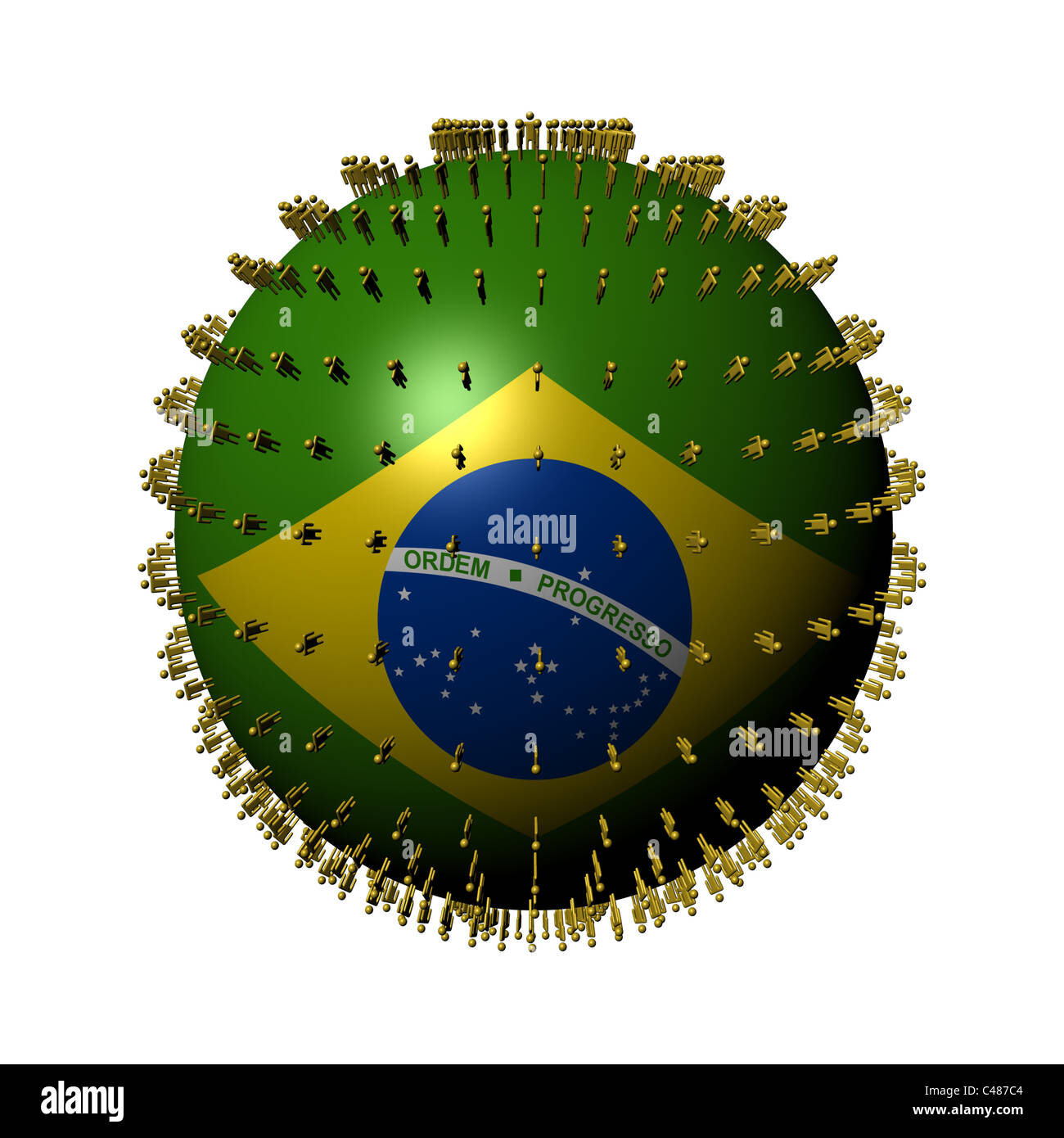 Brazil flag sphere surrounded by people illustration Stock Photo - Alamy