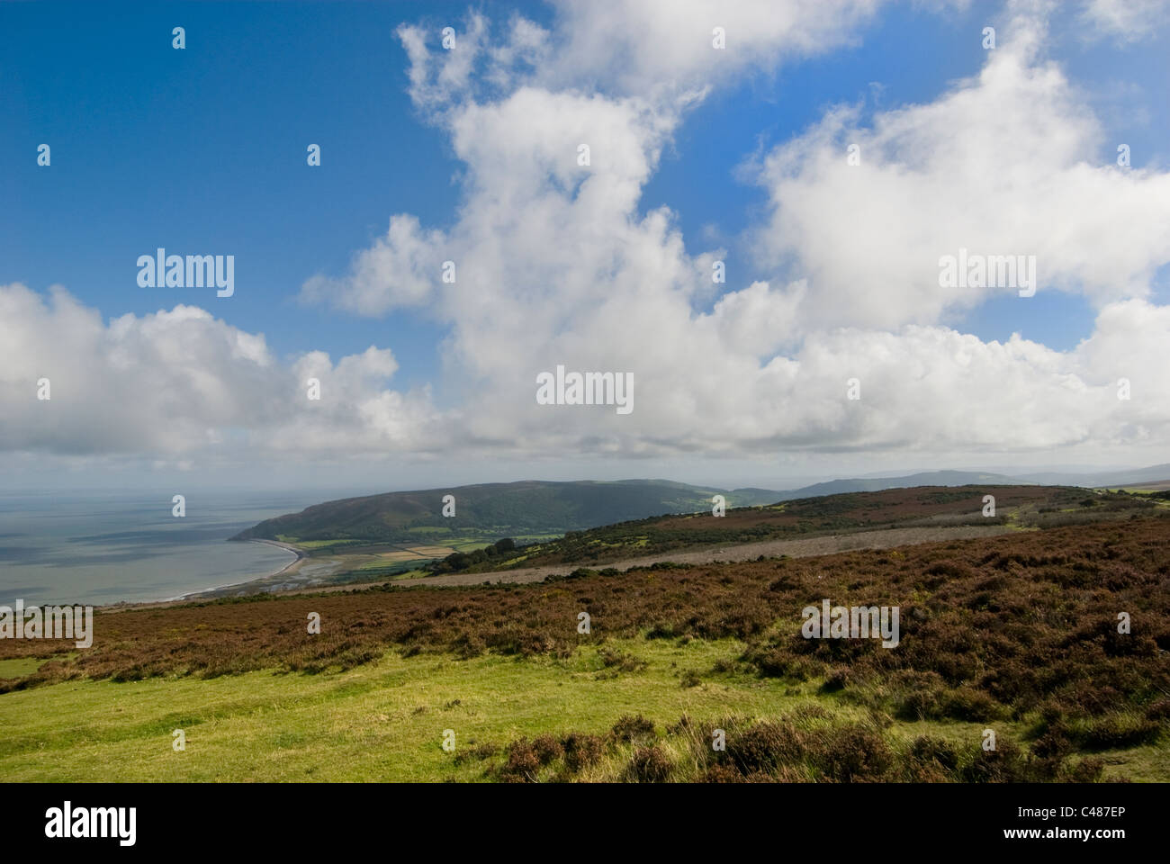 View East from the top of Porlock Hill on the A39, Exmoor, Devon Stock ...
