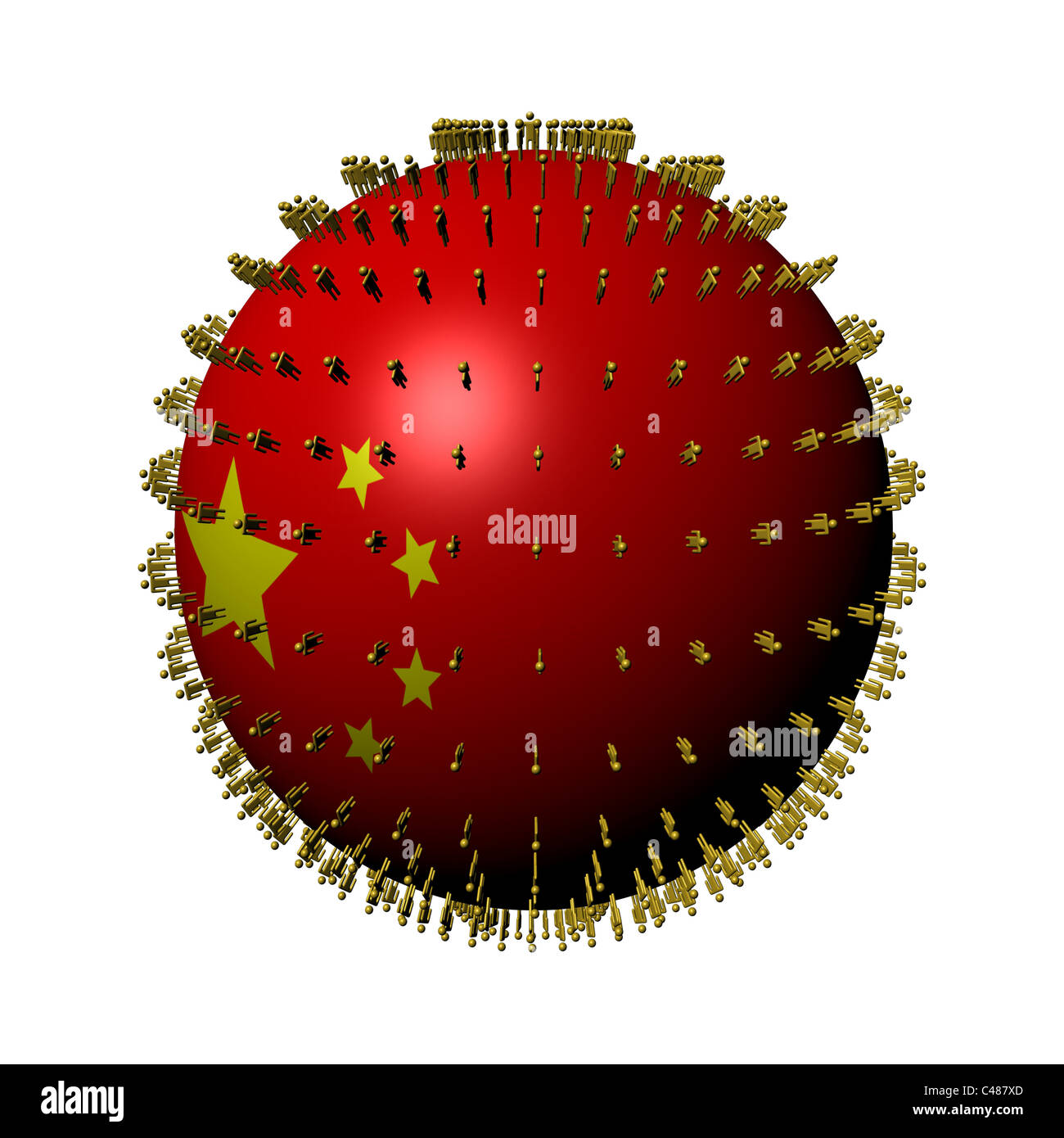 China flag sphere surrounded by people illustration Stock Photo - Alamy