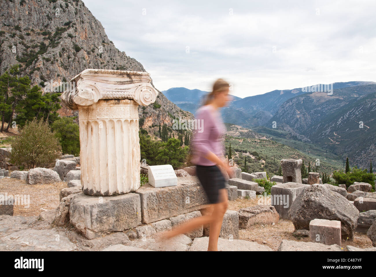 Column, Delphi Greece Stock Photo - Alamy