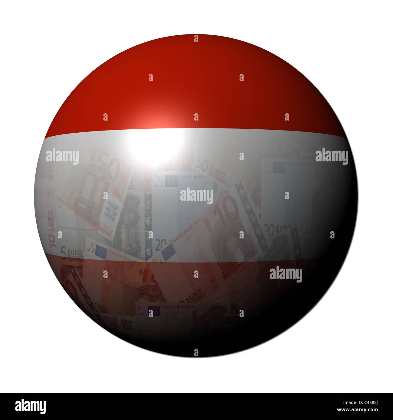 Austrian Euros flag sphere on white illustration Stock Photo - Alamy