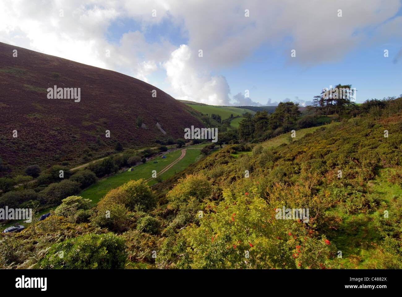 Cloud farm campsite in the Doone valley, Exmoor, devon Stock Photo - Alamy