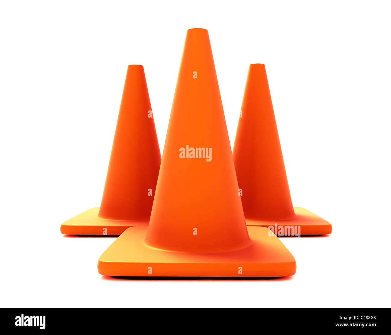 Three traffic cones Cut Out Stock Images & Pictures - Alamy