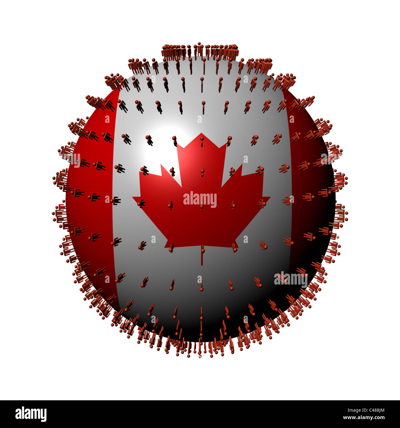 Canada flag sphere surrounded by people illustration Stock Photo - Alamy