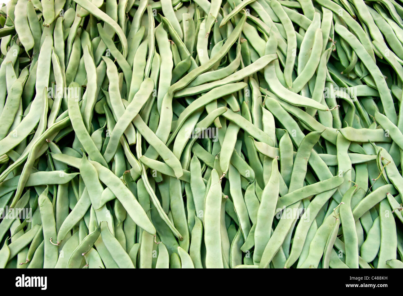 Green beans close up top view Stock Photo - Alamy