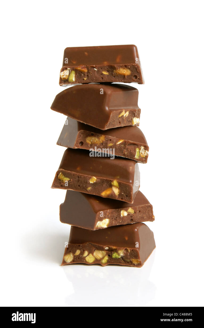Stack of chocolate pieces Stock Photo - Alamy