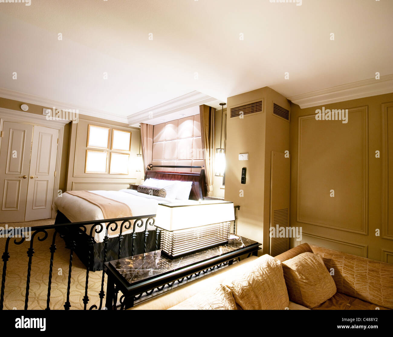 Double bed in the modern interior room Stock Photo - Alamy