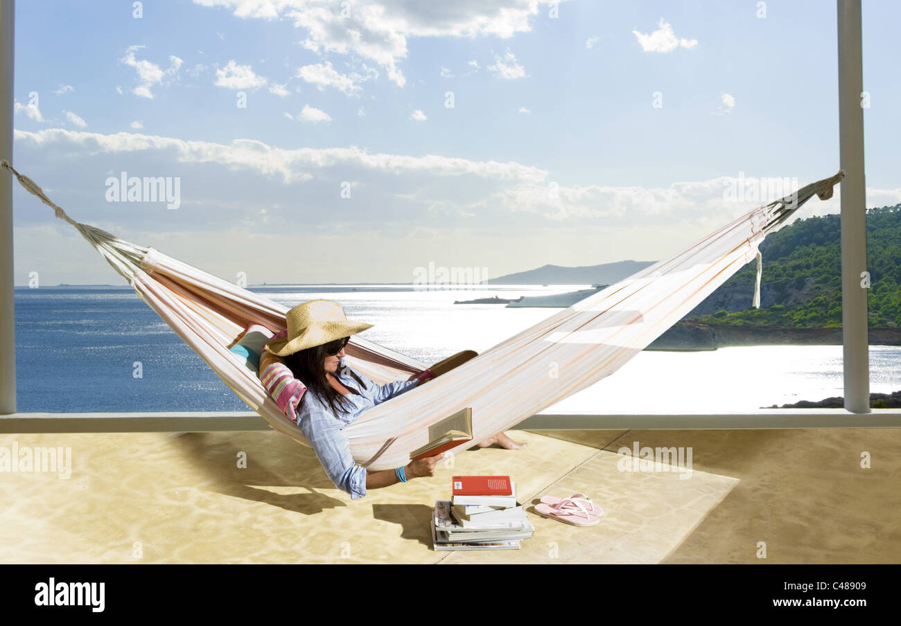 woman in hammock Stock Photo - Alamy