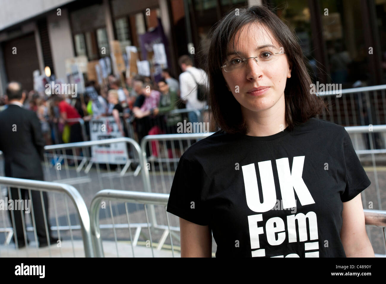 Hugh Hefner opens a new London Playboy Club. Outside Kat Banyard ...