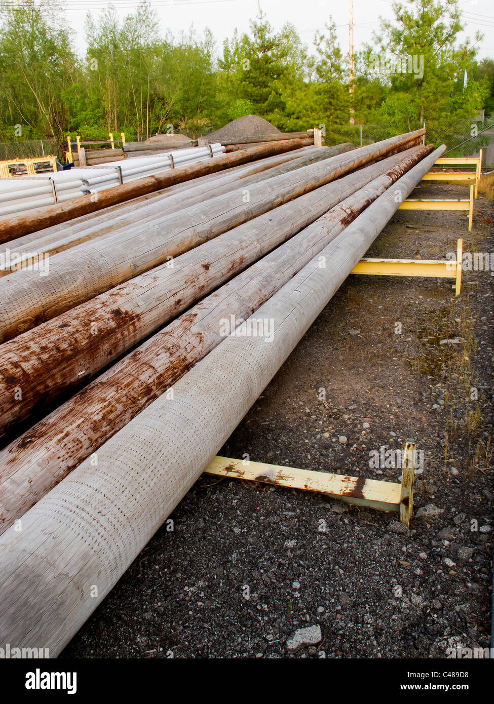 Wood telephone poles hi-res stock photography and images - Alamy