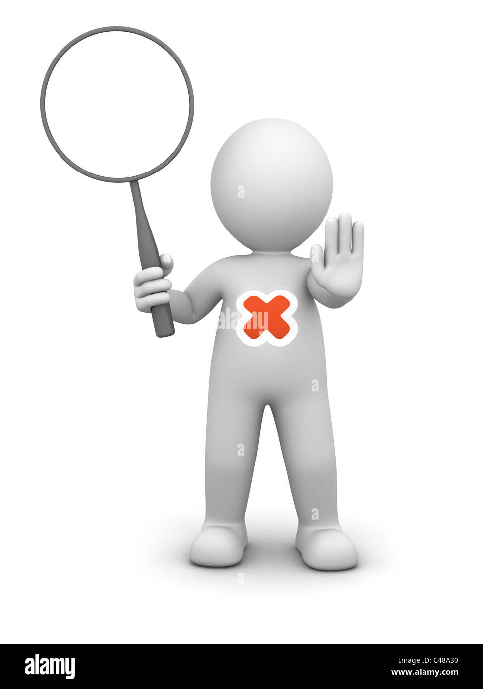 3d character human person stop stay refuse disagree disallow decline ...