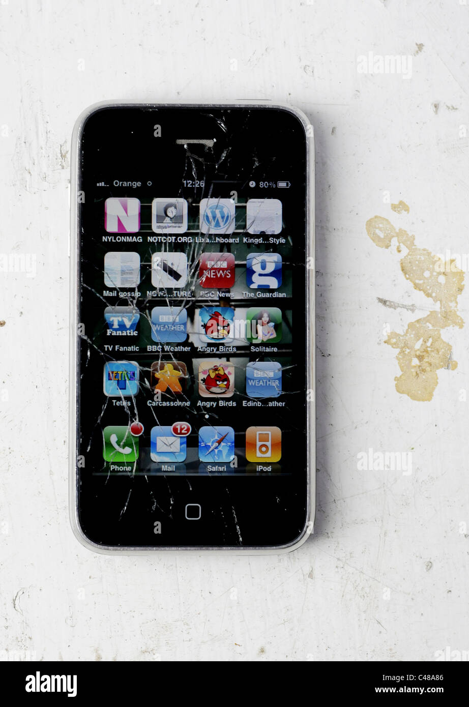 A broken iPhone with a cracked screen Stock Photo - Alamy