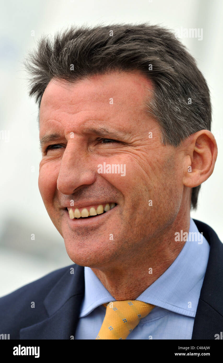 UK, Dorset, Seb Coe visiting the Weymouth and Portland National Sailing ...