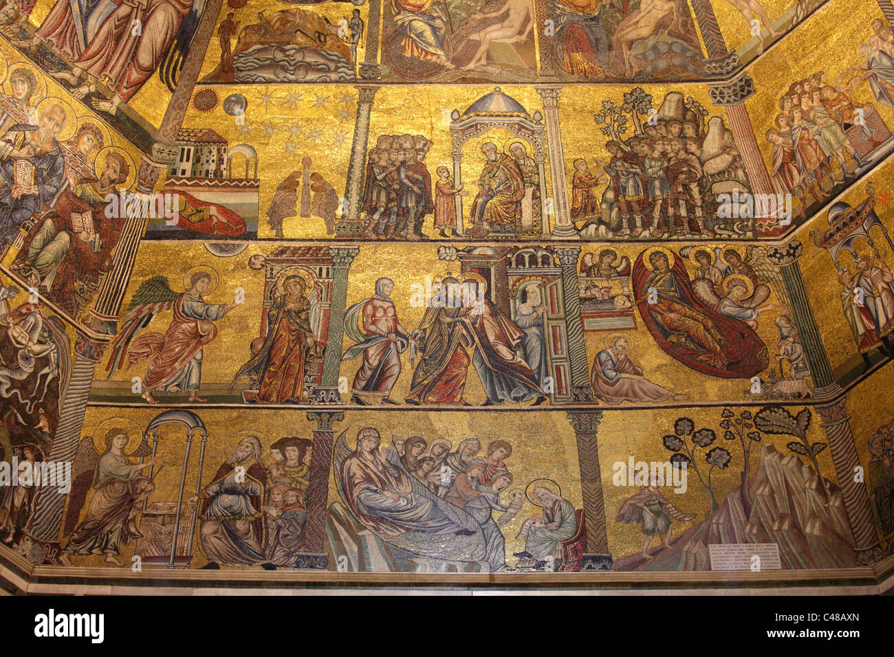 The mosaic ceiling in the baptistry of St. John, Florence, Italy Stock ...
