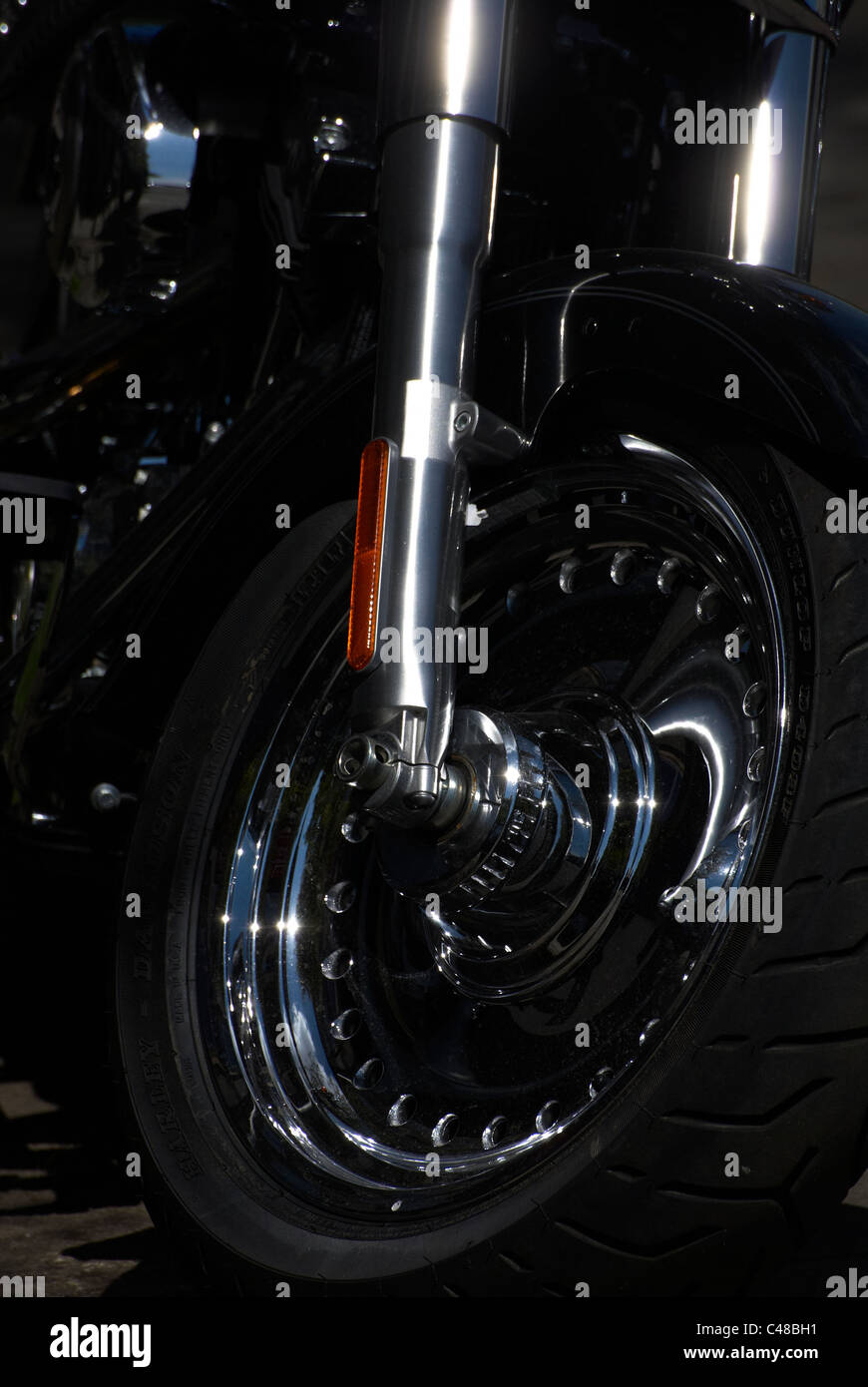 The front wheel of a Harley Davidson Stock Photo - Alamy