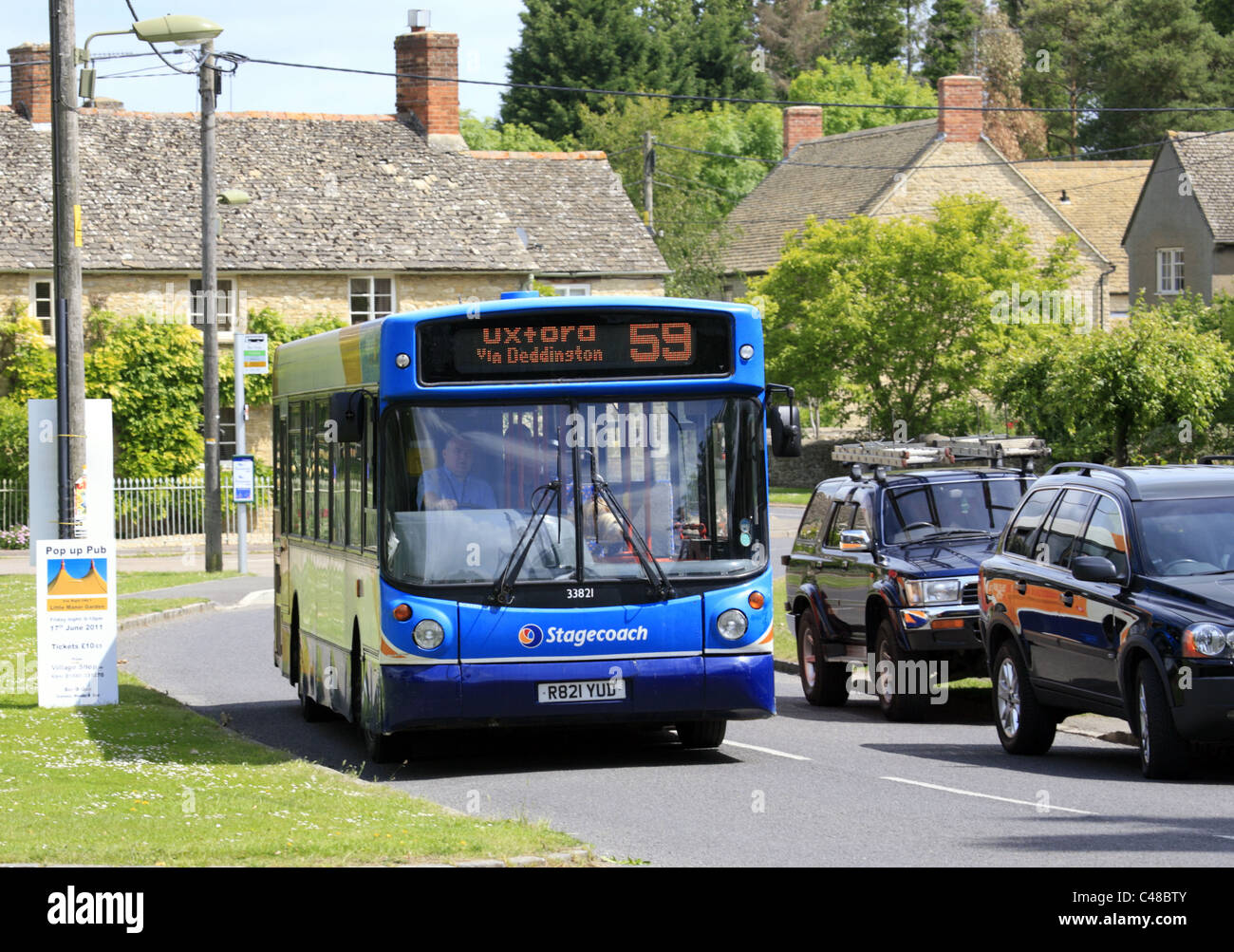 Stagecoach Public Service Bus in Rural Village; Tackley, Oxfordshire ...