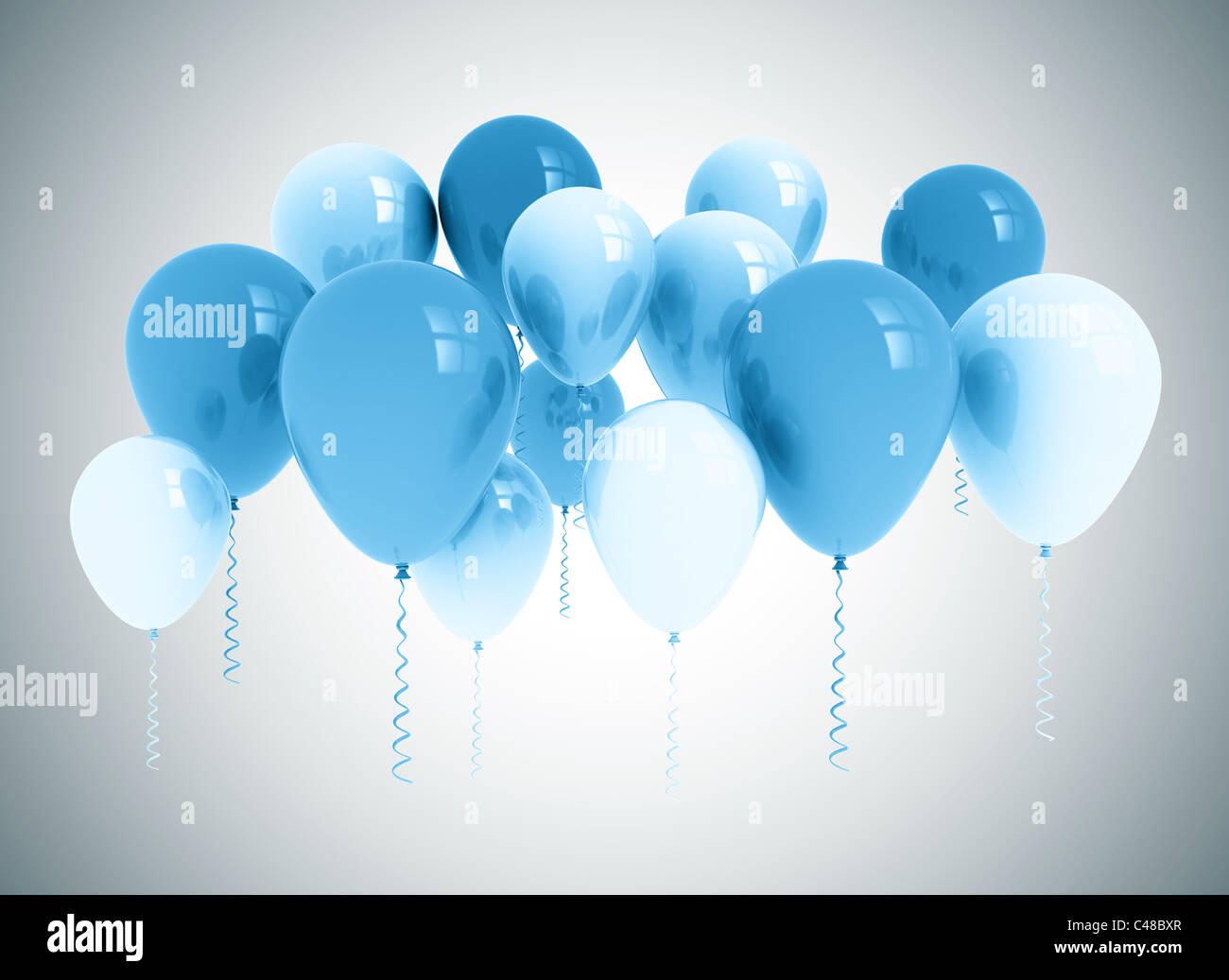 Blue balloons 3d render Stock Photo - Alamy