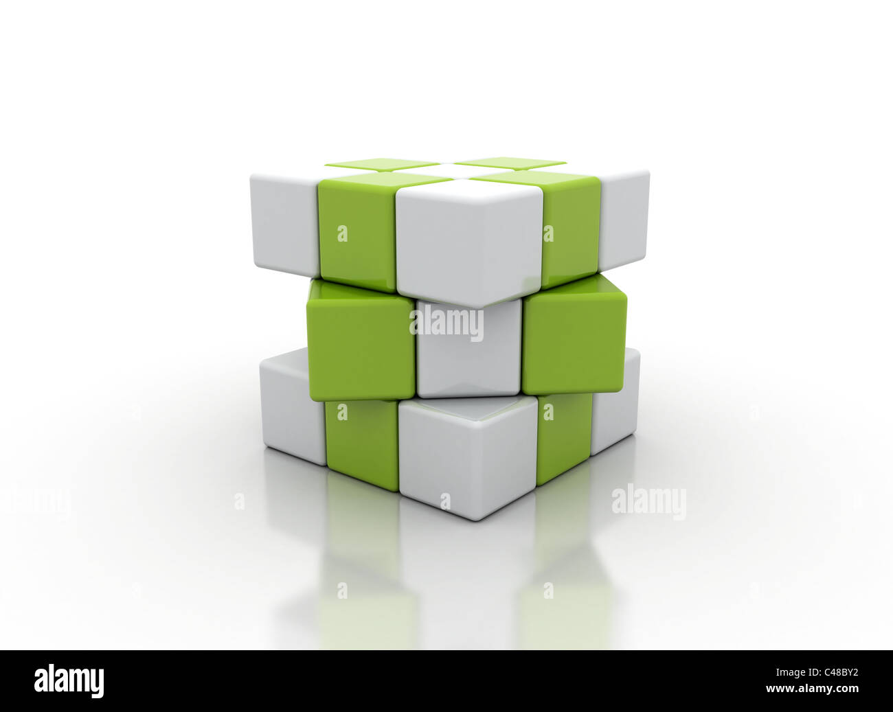3d illustration green cubes matrix hi-res stock photography and images ...