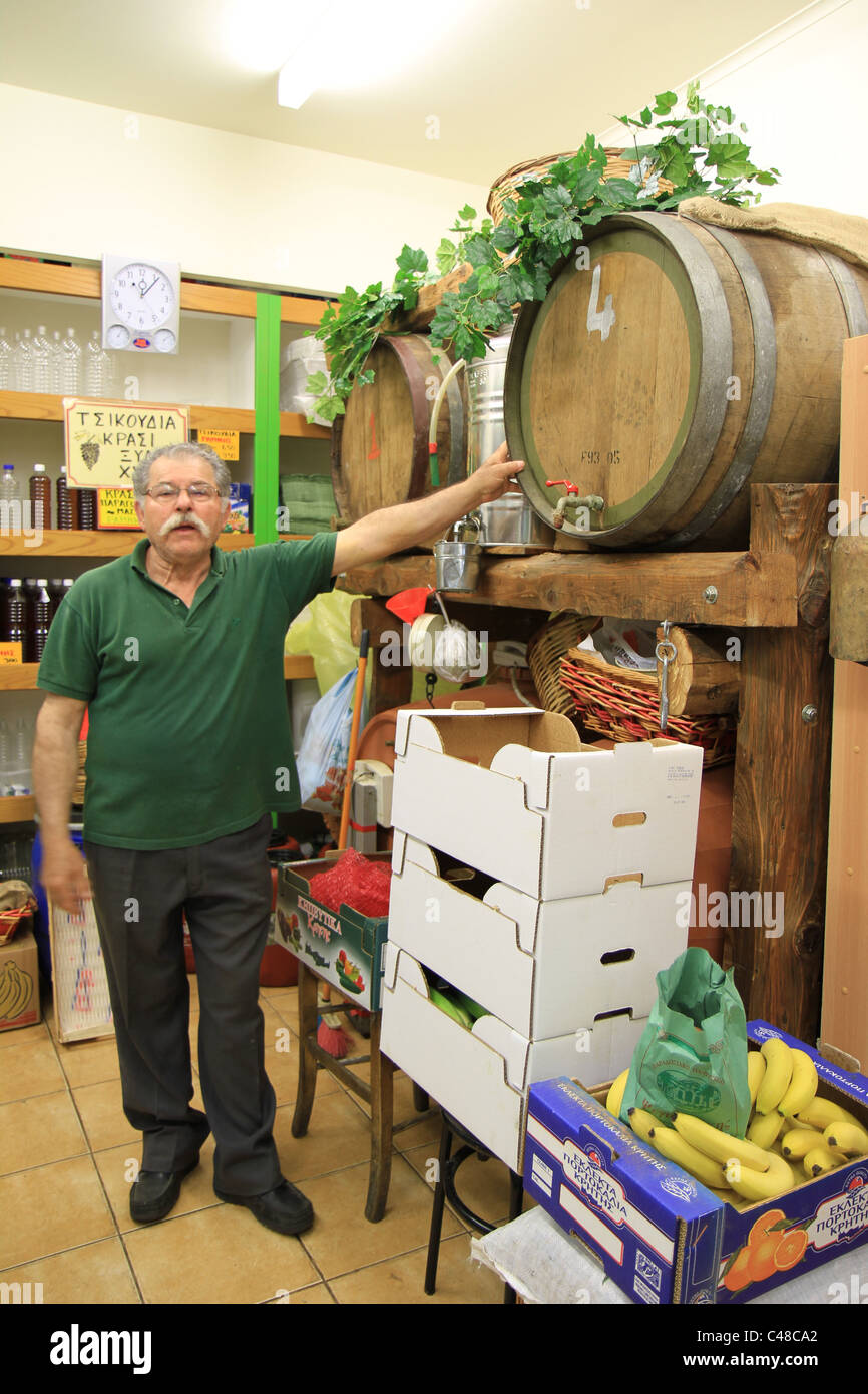 A Greek store owner of fresh produce, olives and other Greek products ...