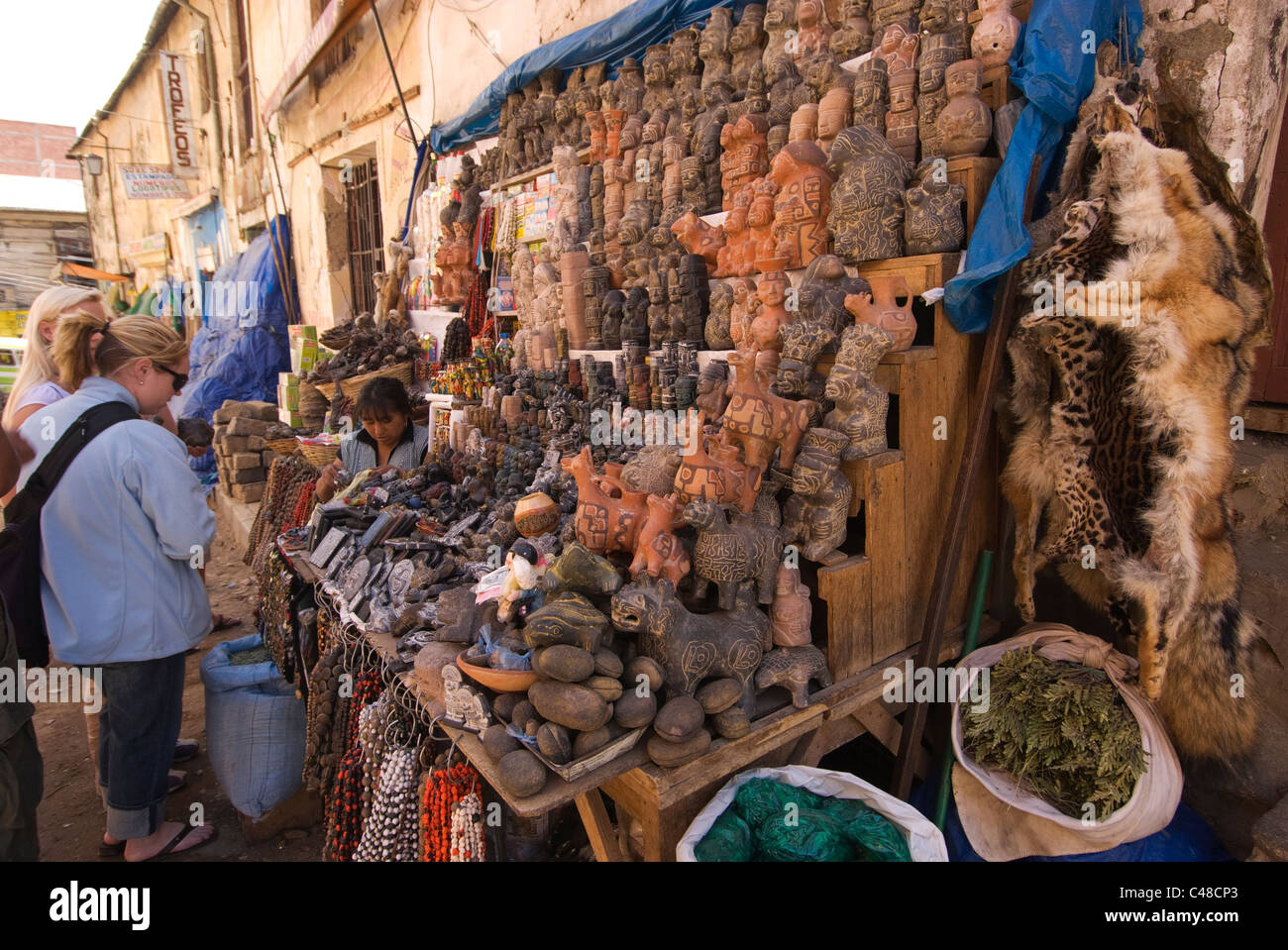 Witches Market, stalls selling totems, potions and magic Stock Photo ...