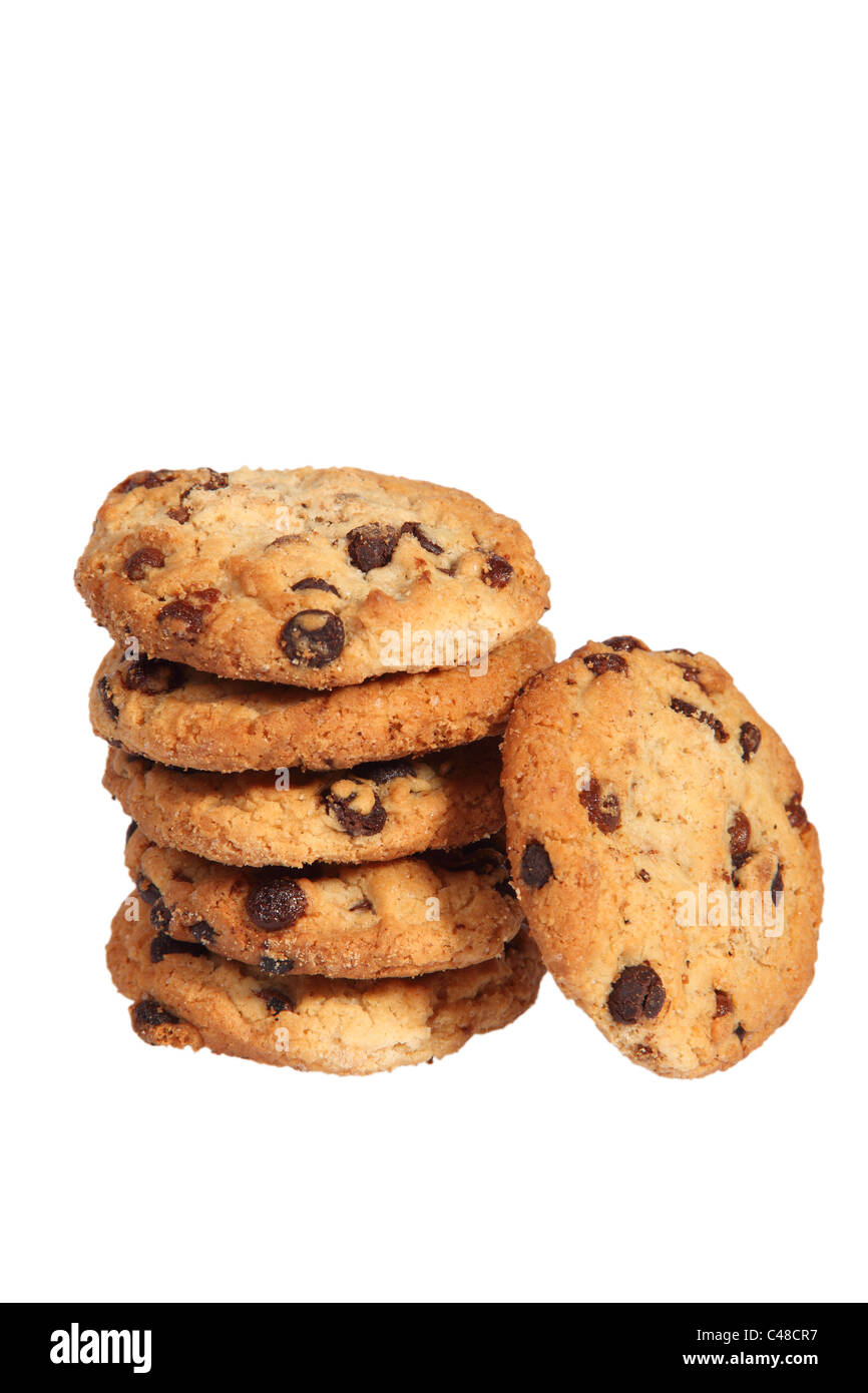 Chocolate cookies on white background Stock Photo - Alamy