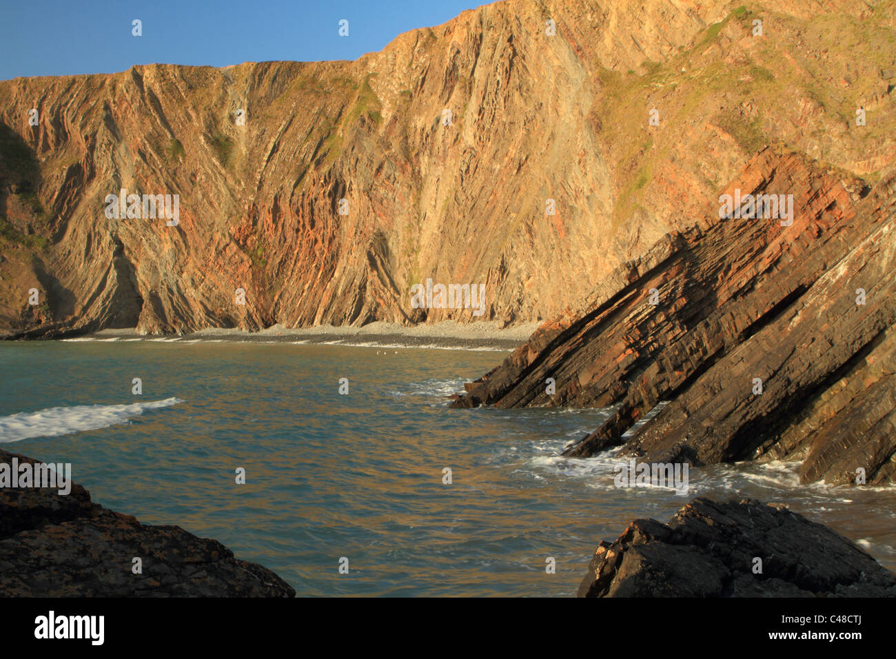 Cliffs at Hartland Quay, showing rock strata, North Devon, England, UK ...