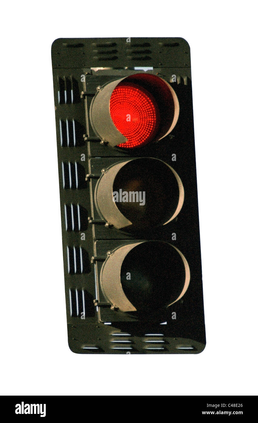 Red traffic light, Cross-Processed, grainy, includes clipping path ...