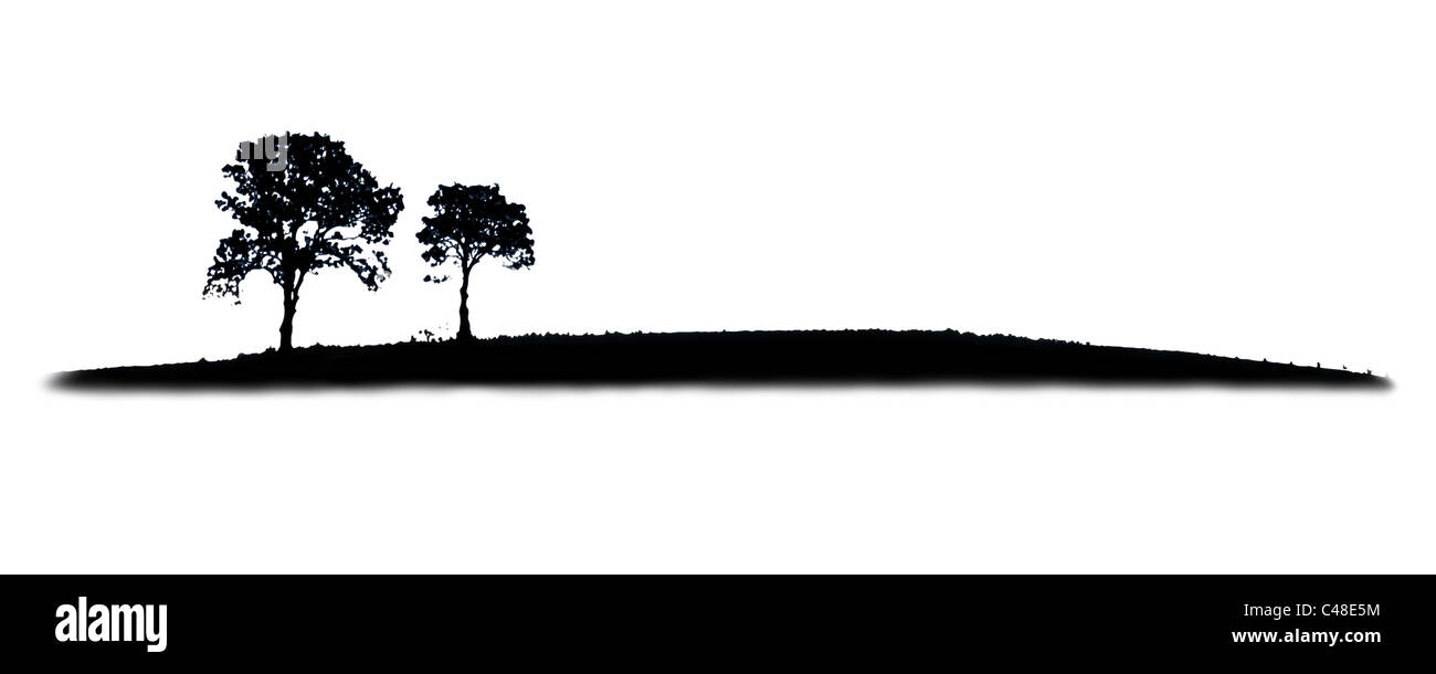 Tree silhouette on hillside, includes clipping path Stock Photo - Alamy
