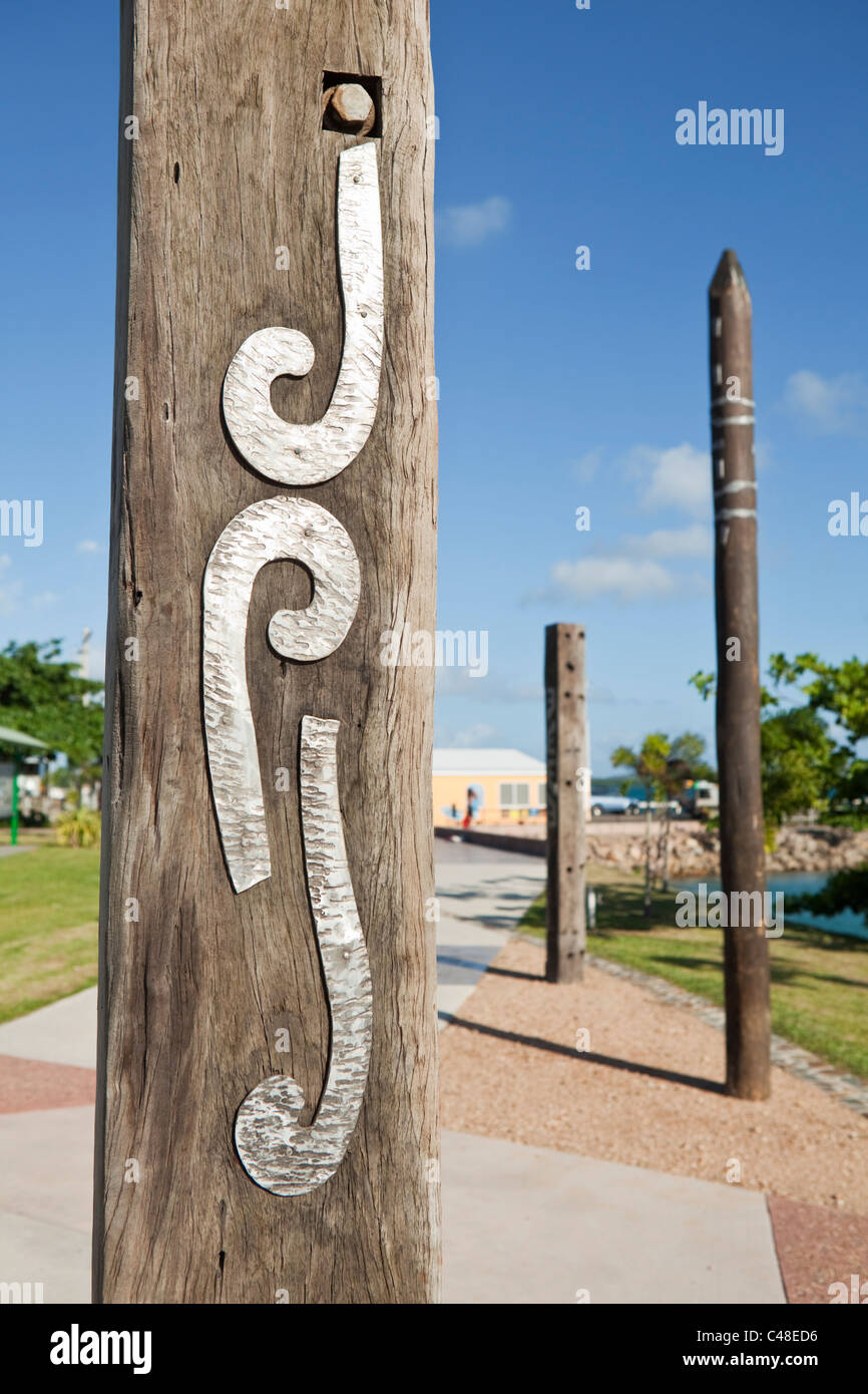 Indigenous totem poles on the Victoria Parade foreshore. Thursday ...