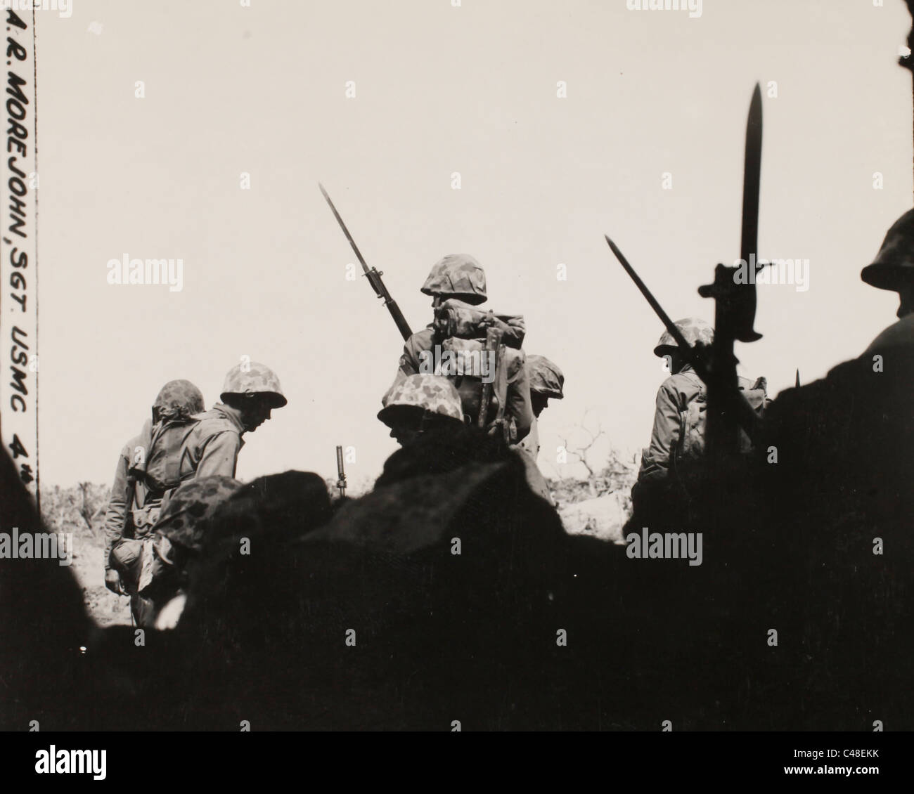 K Company, 23rd Marines move into front line positions. IWO Jima 1945 ...